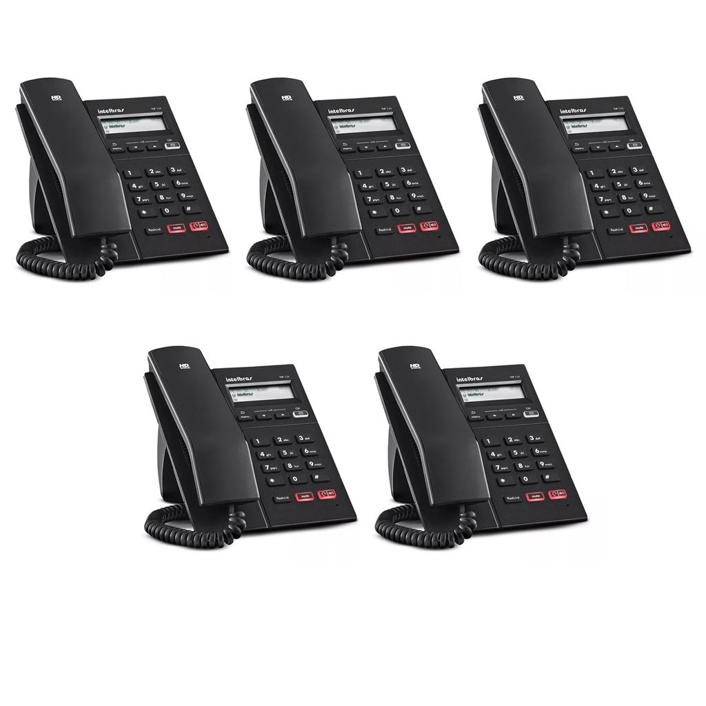 Kit 5 Telefone Voip Ip Tip125i Intelbras Poe Sip 2.0 Audio hd | Shopee ...