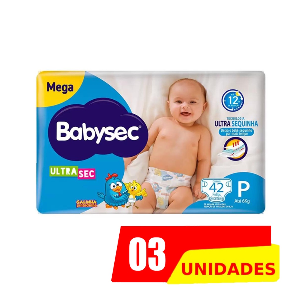 Kit C/3 Fralda Infantil Babysec Ultra Mega P C/42 Unidades | Shopee Brasil