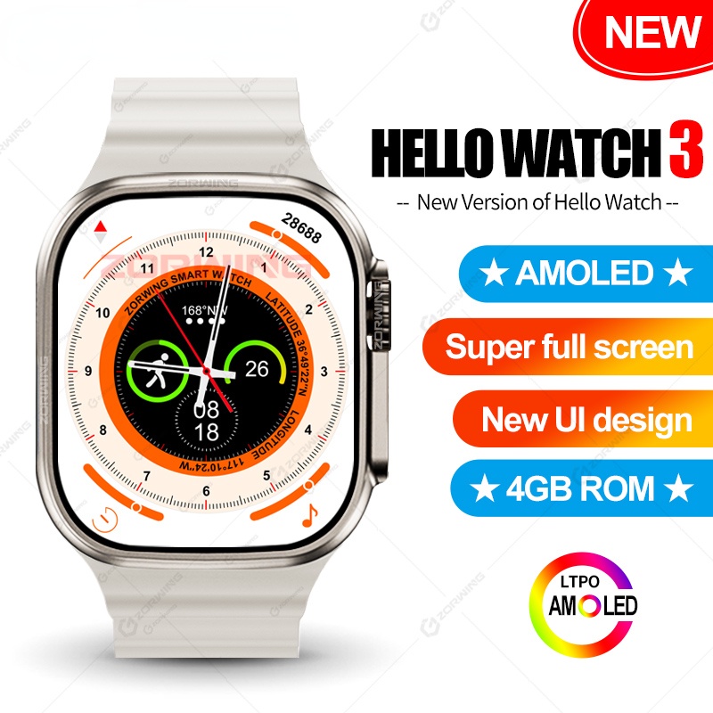 Hello Watch 3 AMOLED Tela Cheia 2.04 Polegadas Smart Men Compass Série ...