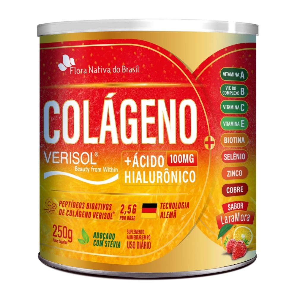 Colágeno Verisol + Acid Hialur 100mg + Biotina Selenio Zinco Vitaminas A, B, C e E 250g | Shopee ...