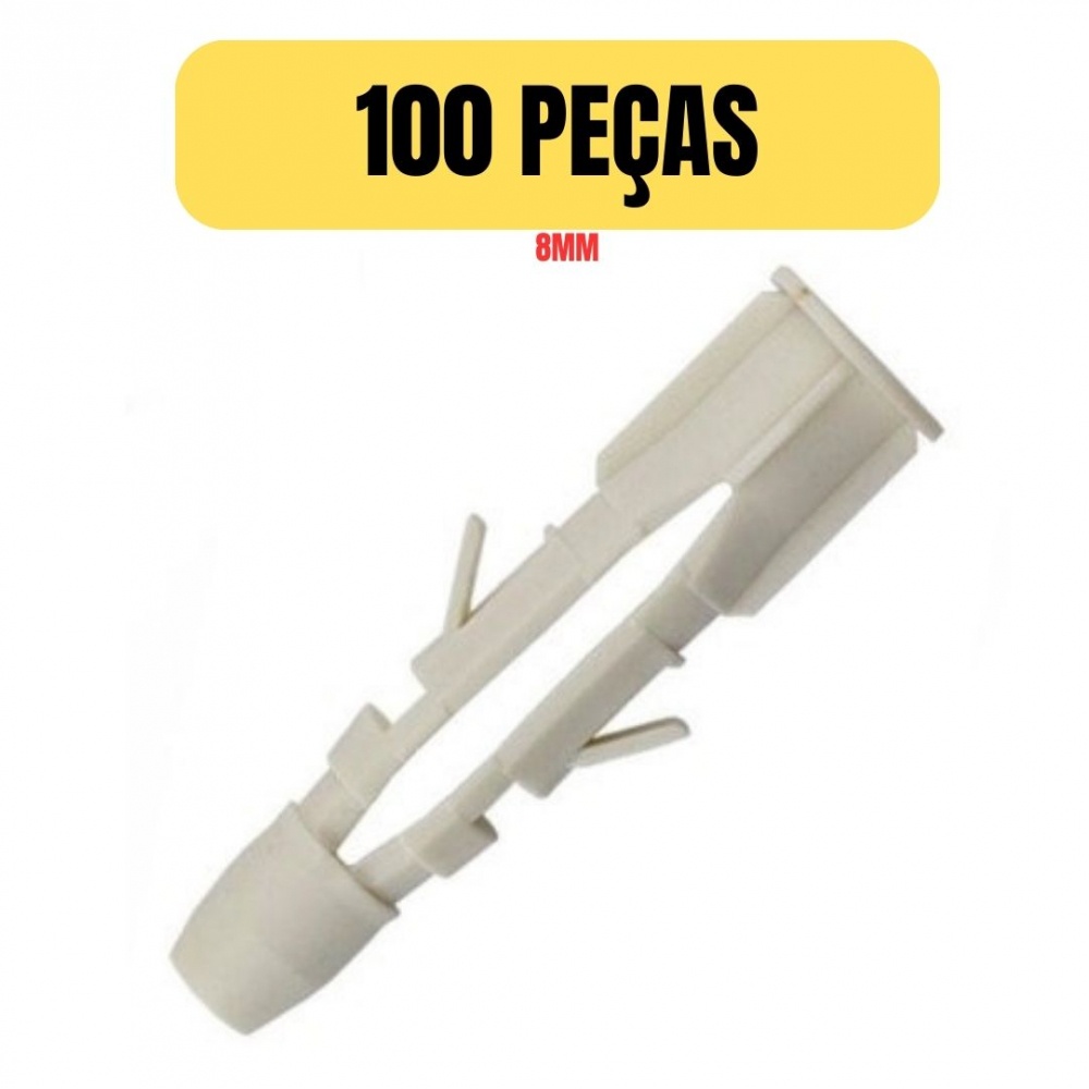 KIT 100 BUCHA PLASTICA SFU 8MM S8 TIJOLO BLOCO OCA COM ANEL | Shopee Brasil