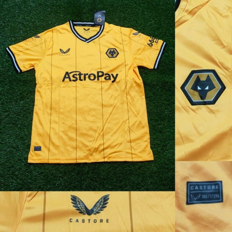 WOLVERHAMPTON HOME Soccer JERSEY 2023 2024 Grau ORI Qualidade Superior ...