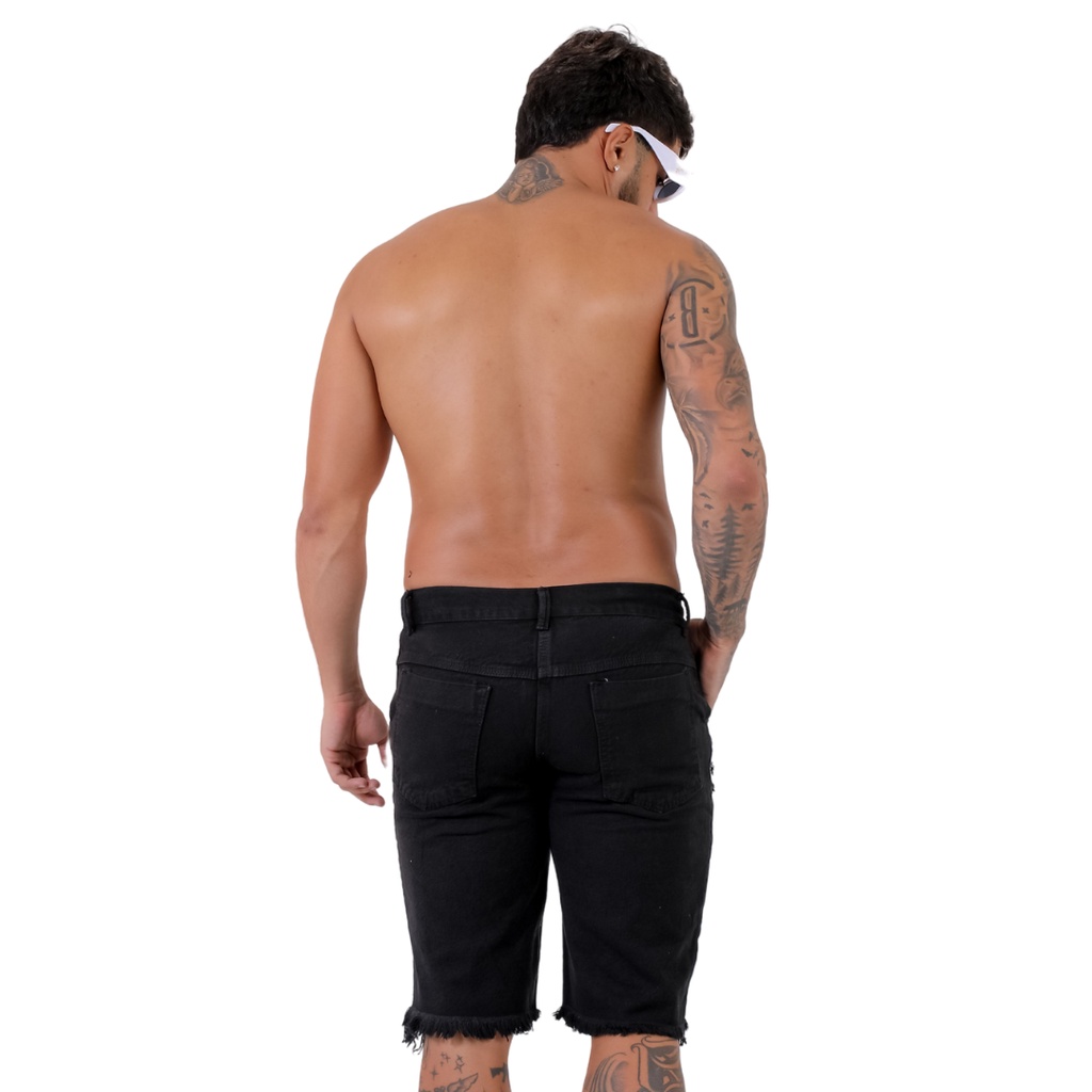 Short Jeans Masculino Preto: Renovado com Toque Moderno Basics | Shopee ...