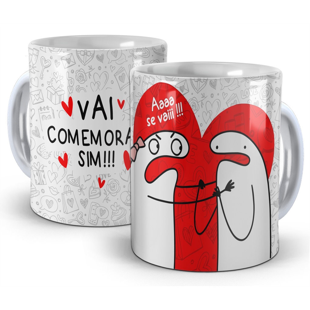 Caneca Meme Flonk - Namorados "Vai comemorar SIM" | Shopee Brasil