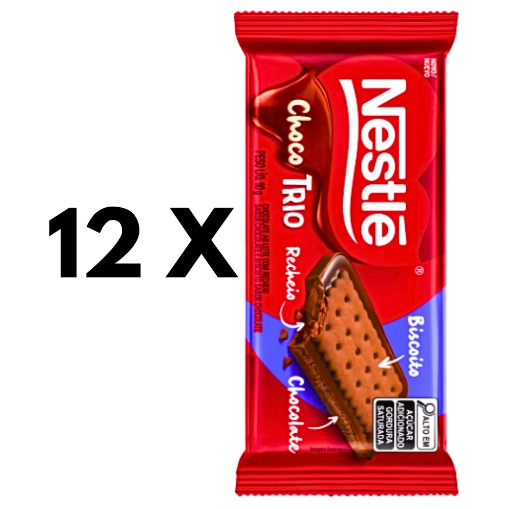 Barra Chocolate Choco Trio Biscoito NESTLÉ 1cx c/ 12un | Shopee Brasil
