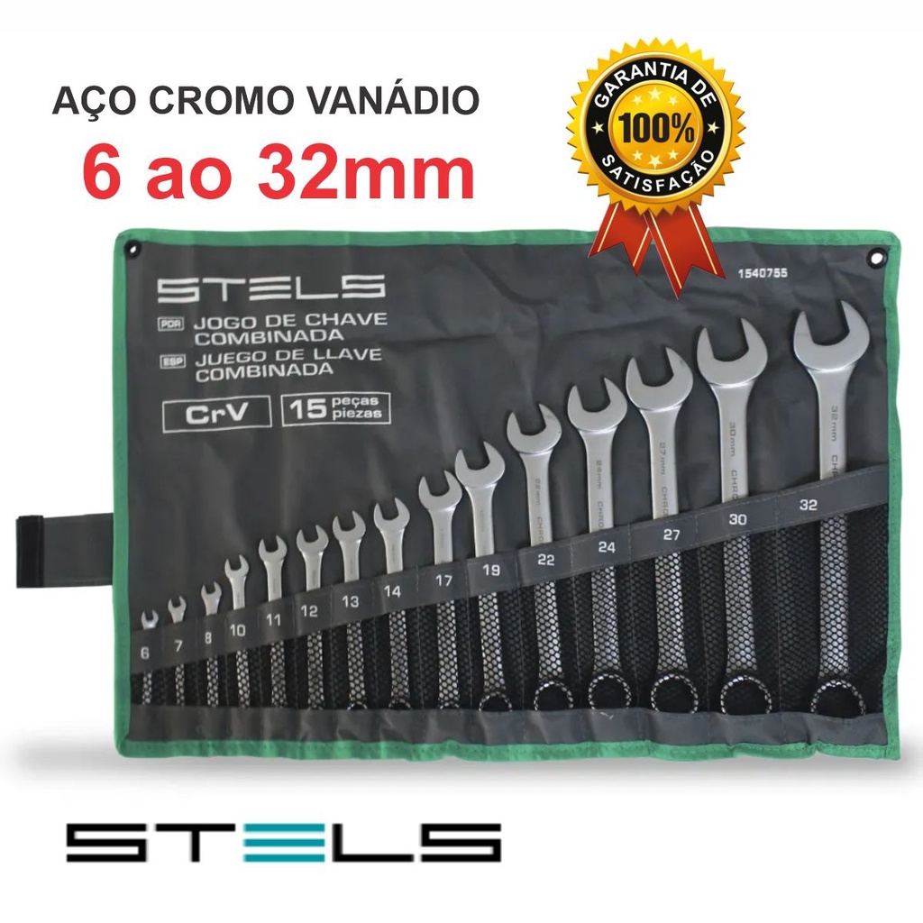 Jogo De Chave Combinada do 6mm - 32mm com 15 Peças Stels 1540755 ...