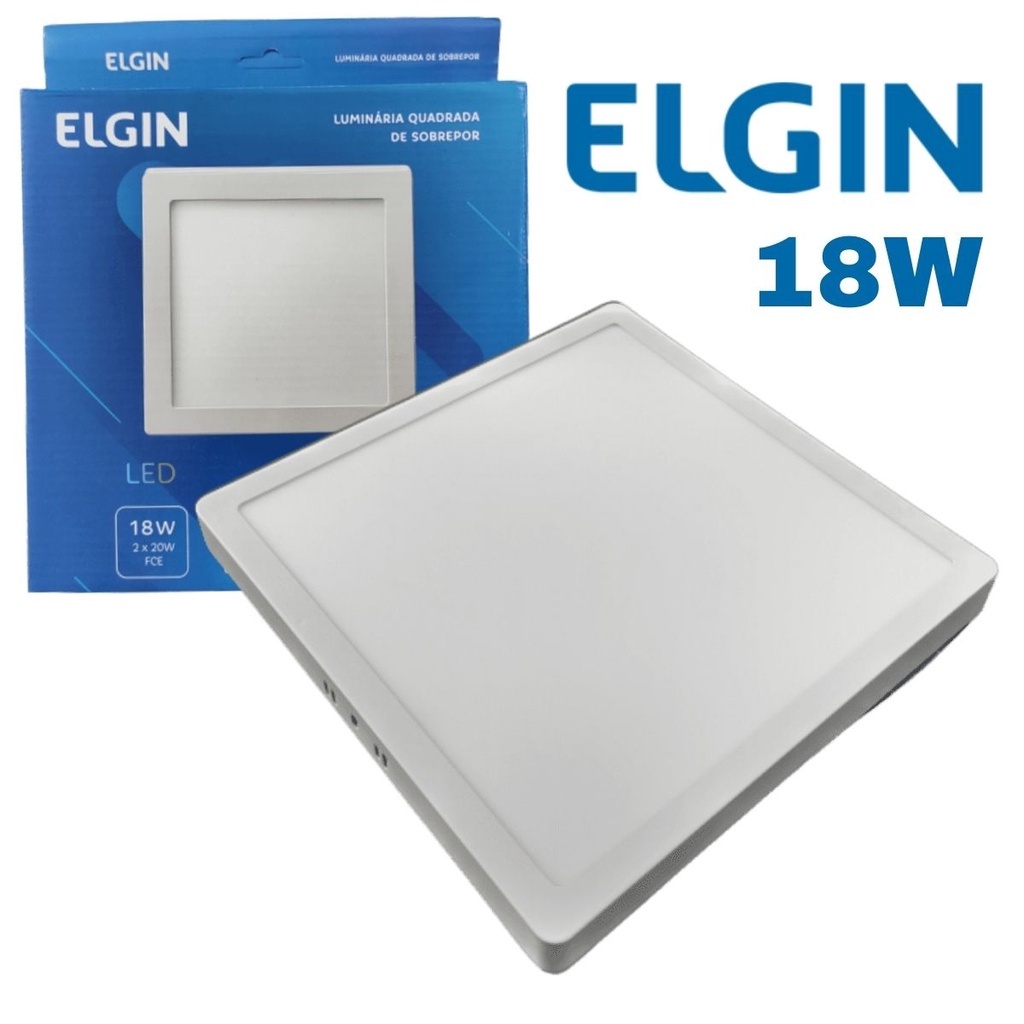 Luminária Painel Plafon Led 18W 6500K Quadrado Sobrepor ELGIN | Shopee Brasil