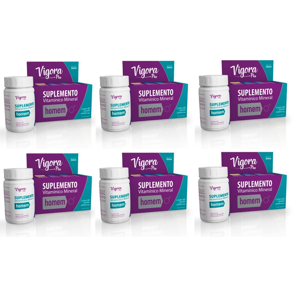 Kit 6 Suplemento Vitamínico Vigora Plus Homem 60Cps - Prati | Shopee Brasil
