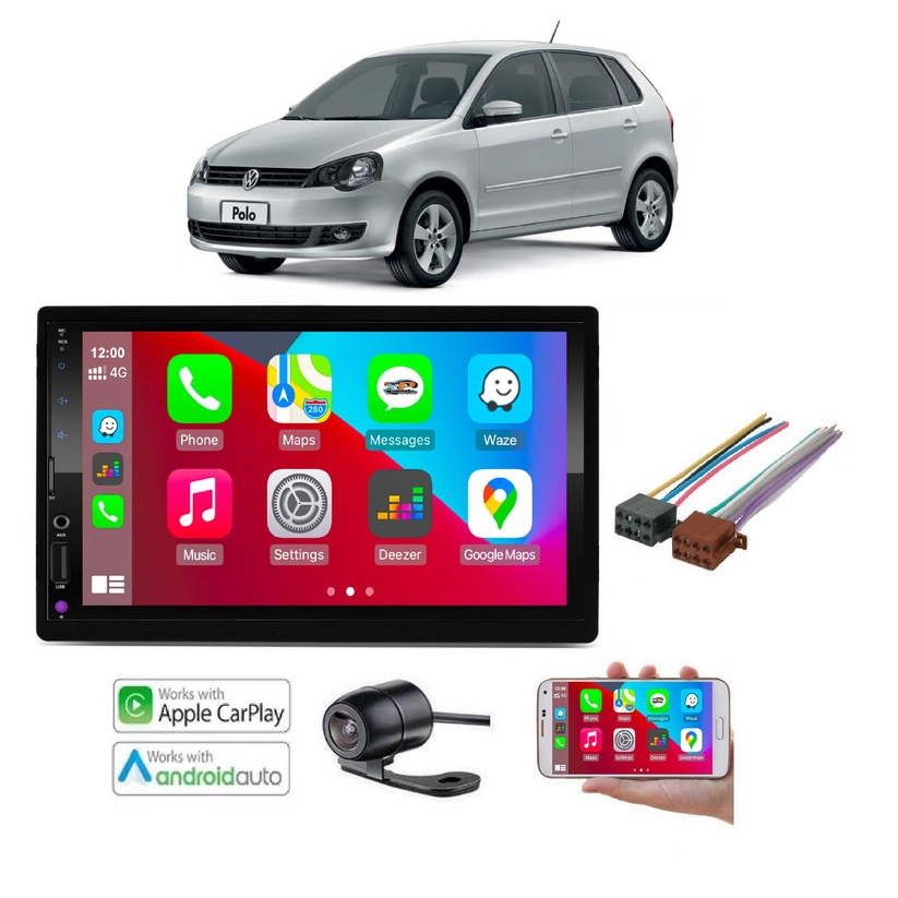 Mp5 Multimidia Android Auto iOS Carplay Polo 2003 2004 2005 - Melhora o ...