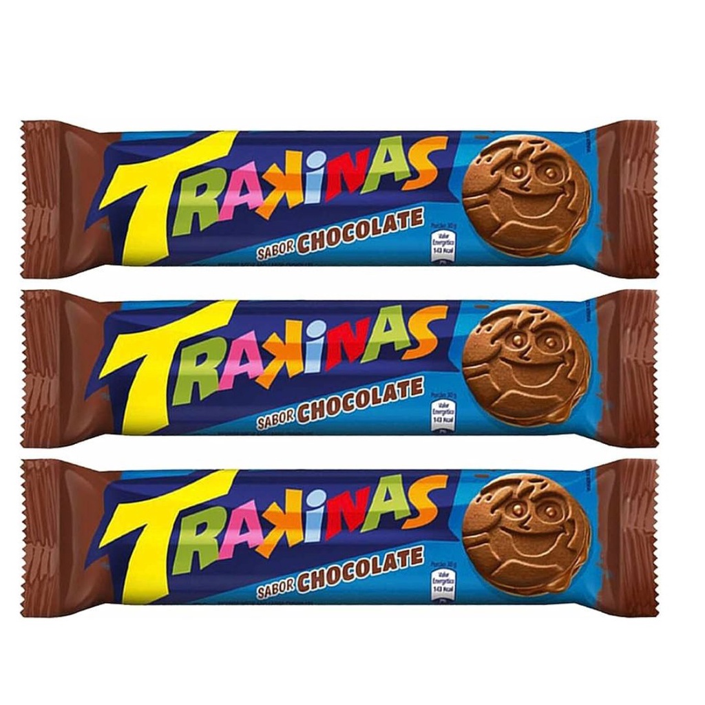 Biscoito Trakinas Chocolate 3 Unidades de 126g | Shopee Brasil