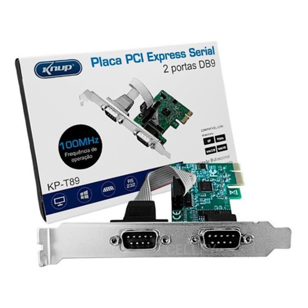 Placa Pci Express Serial 2 Portas Db9 50bps A 16mbps 100mhz | Shopee Brasil