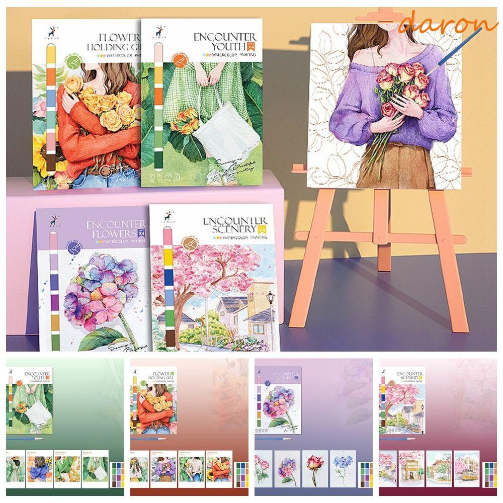 Livro De Grafite Guache DARON , Com Pincel , Pintura Em Aquarela Juvenil Cores De Enchimento ...