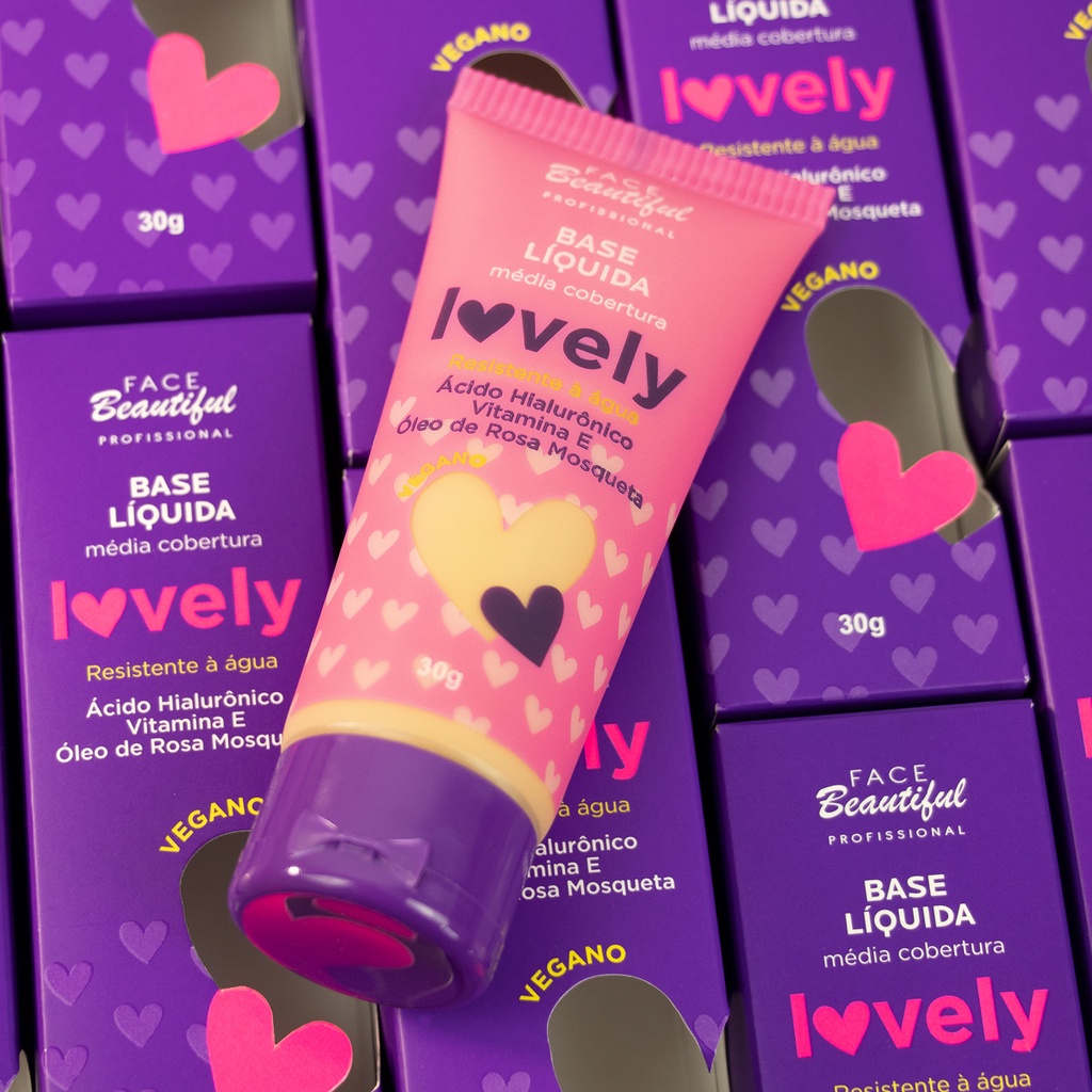 Base Líquida Linha Lovely 30g Cobertura Média Face Beautiful | Shopee ...