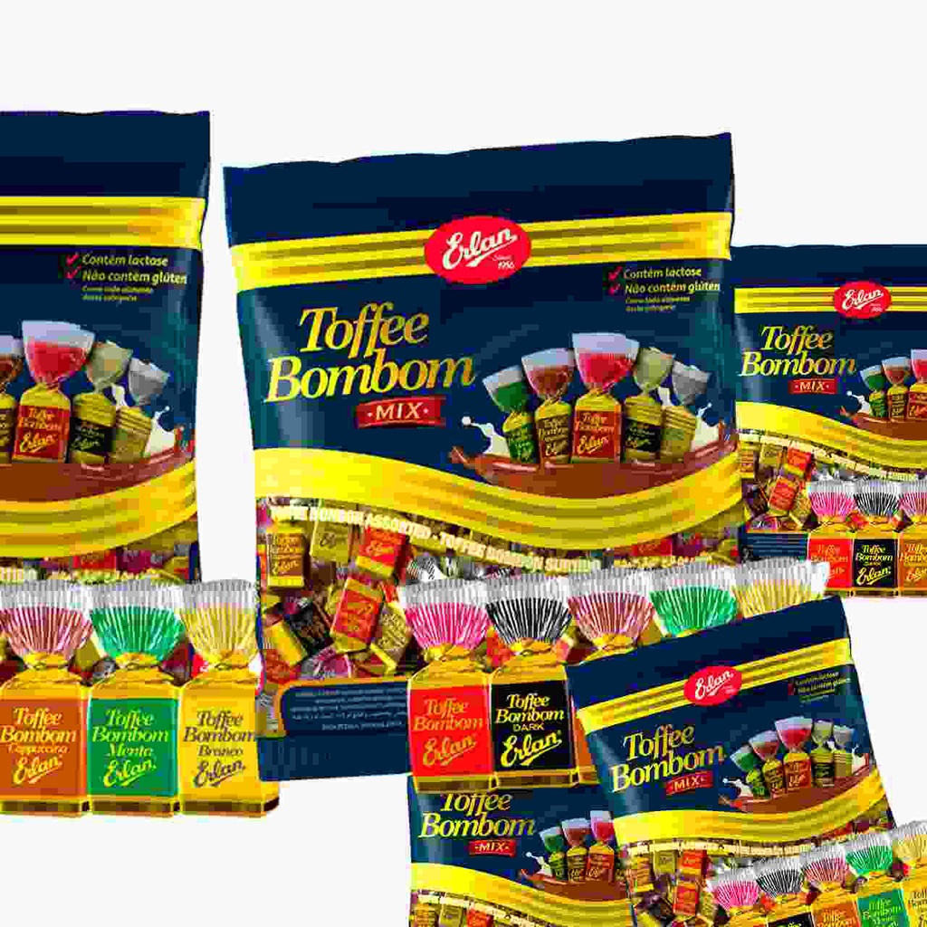 Bombom Toffe Mix Erlan, 5 pacotes com 500g (160 balas) | Shopee Brasil
