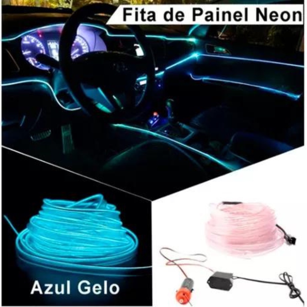 Fita De Led Neon Azul Painel Interior Carro 2 Metros 12v | Shopee Brasil