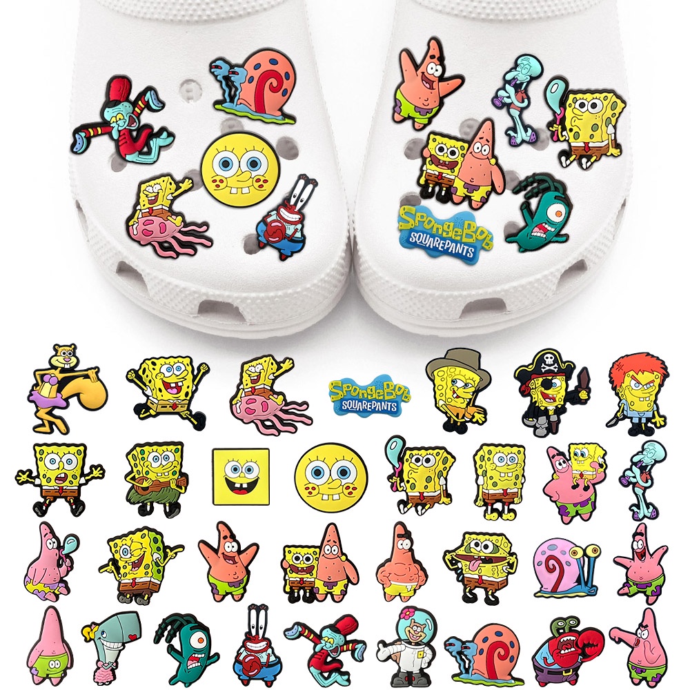 Cute 1PCS Croc Cartoon Anime Personagens Bob Esponja Bear Acessórios ...