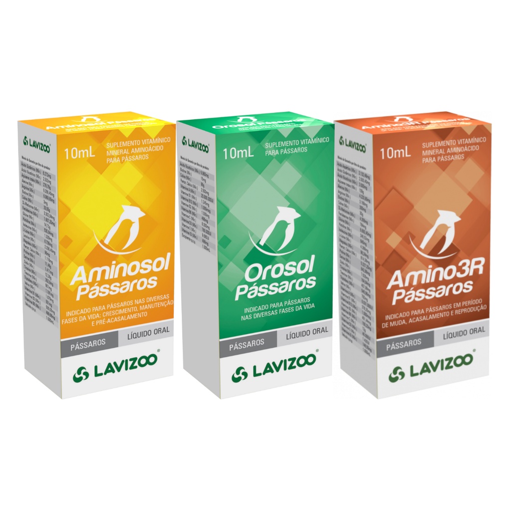 Kit 01 Orosol Pássaros 10ml + 01 Aminosol + 01 Amino 3r 10ml | Shopee ...