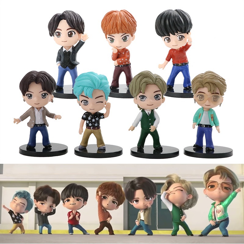 7 Pcs/Set BTS Pequena Coleção De Mini Figuras TAN Figurine Toy ARMY ...