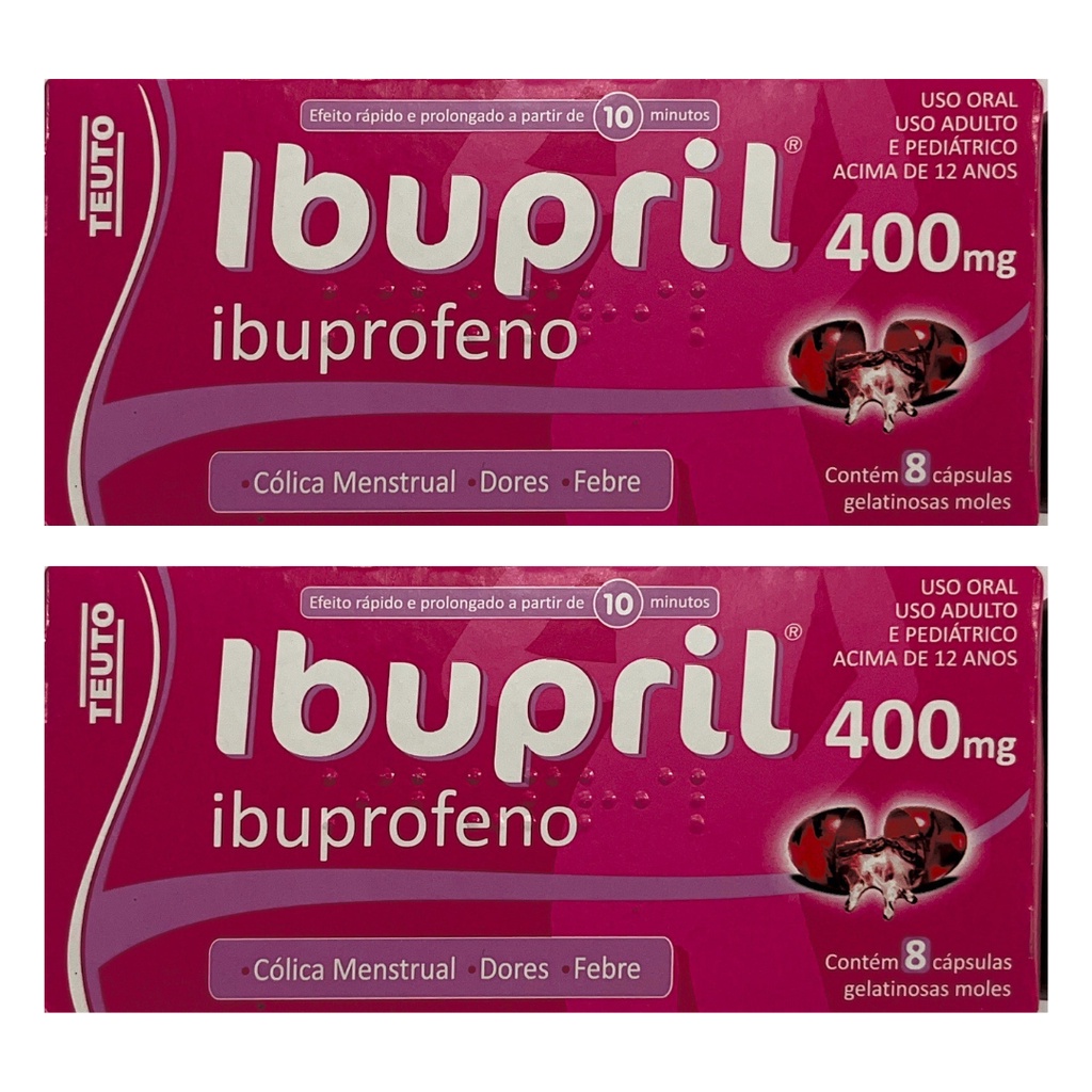 Kit 2 Caixas Ibupril Ibuprofeno 400g - 8 Capsulas | Shopee Brasil