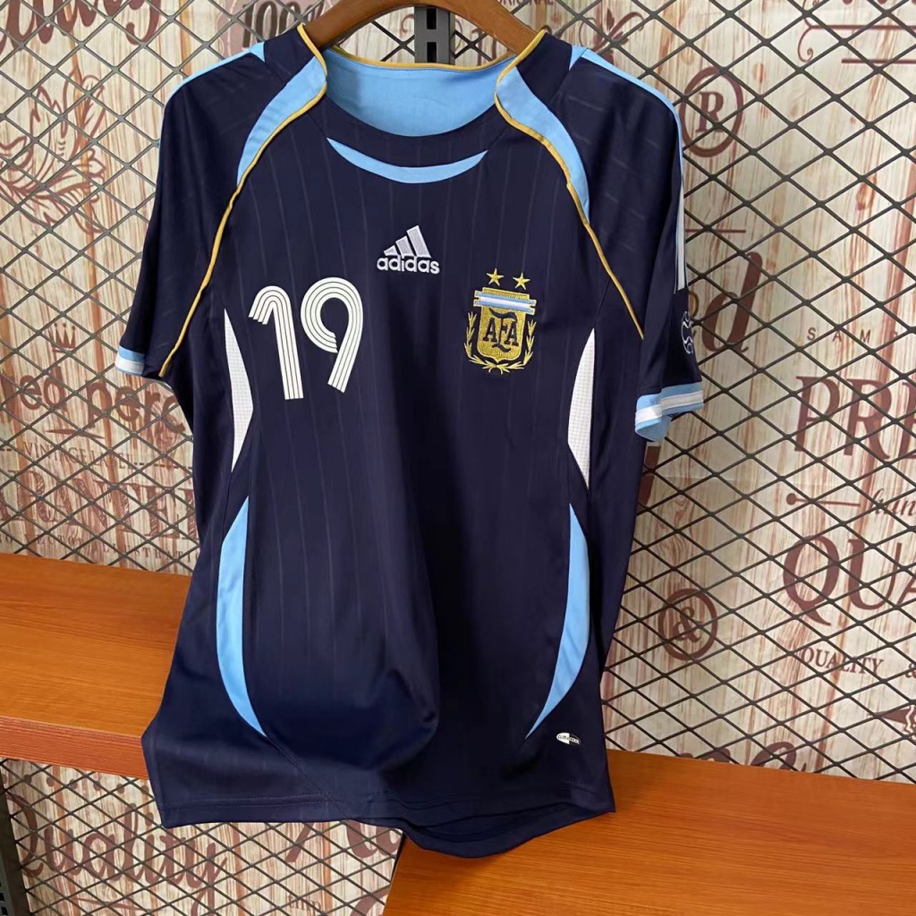 200006 Argentina Retro Away Messi Futebol Camisa Uniforme | Shopee Brasil