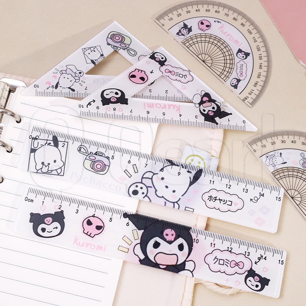 Estudante Kawaii Cartoon Kulomi Dog Ruler Set/Sanliou Régua Acrílica ...