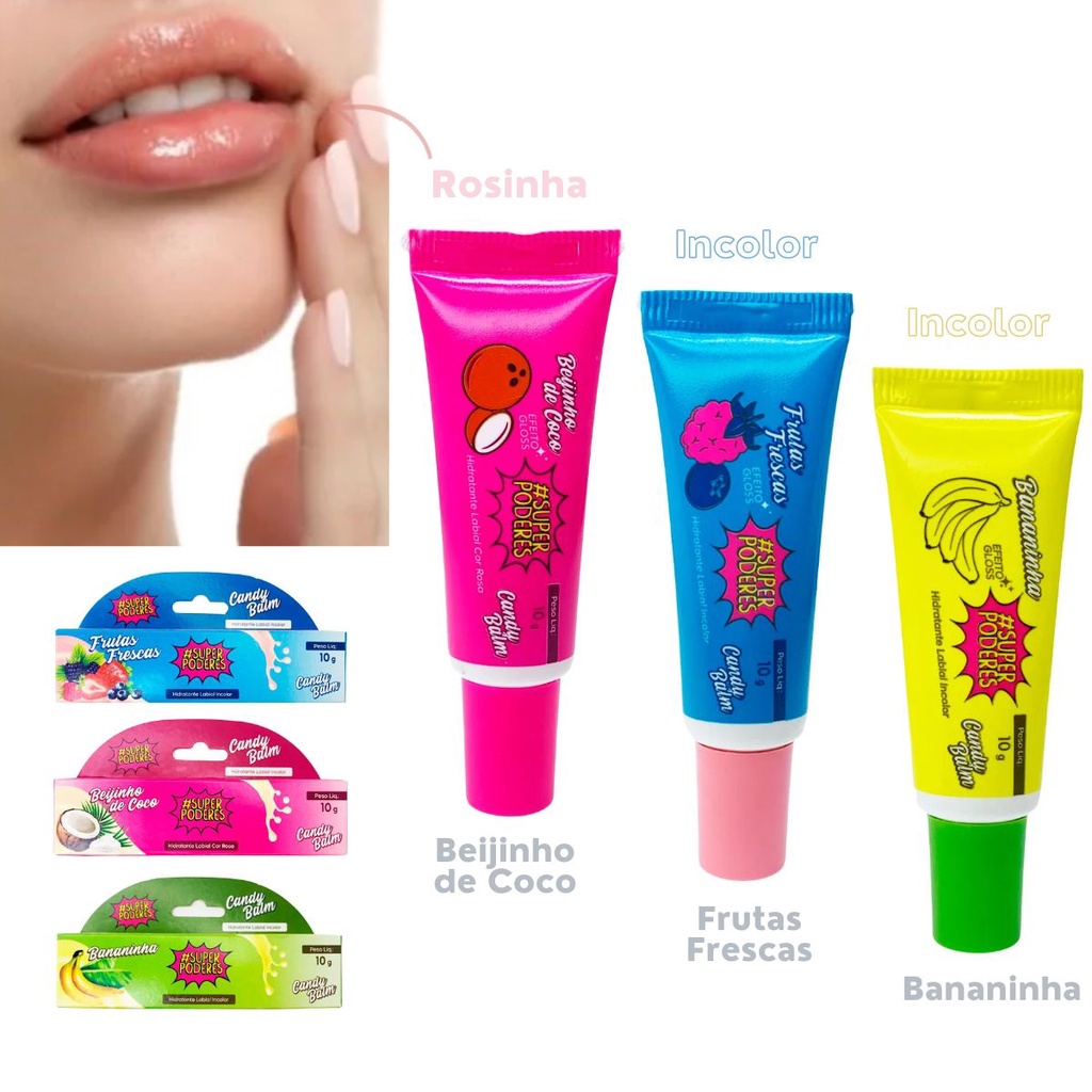 Candy Balm Hidratante Labial Carmed Super Poderes Sabores | Shopee Brasil
