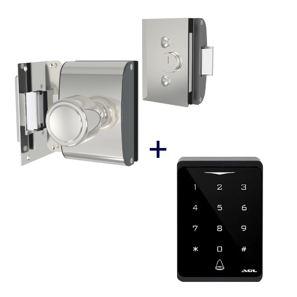 KIT FECHADURA AGL PV200R1I PORTA DE VIDRO + CONTROLE DE ACESSO CA1000 ...