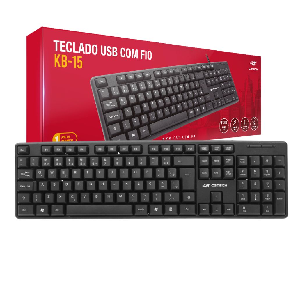 Teclado Para Escritório Simples Com Fio Usb Resistente Água Com ...