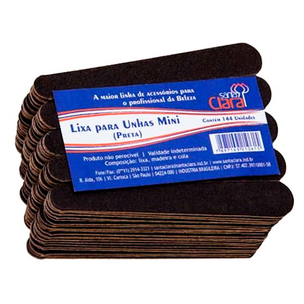 Lixa Para Unha Santa Clara Mini Preta Com 144 Unidades | Shopee Brasil