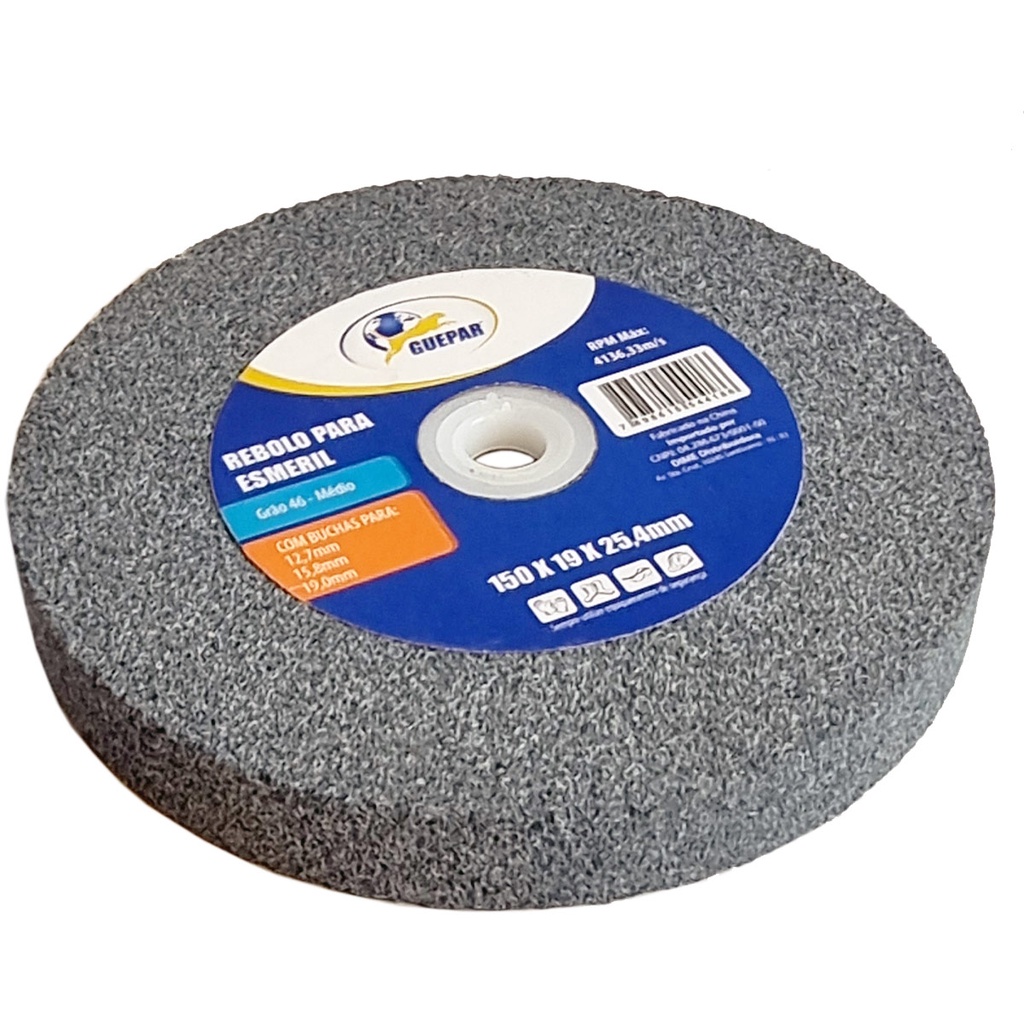 Rebolo para Esmeril 6 Pol. Grão 46 com 3 Buchas Profissional | Shopee ...