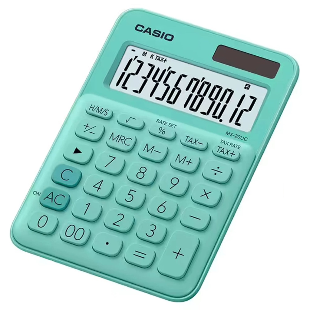 Calculadora de Mesa 12 Dígitos Verde Água Casio MS-20UC | Shopee Brasil