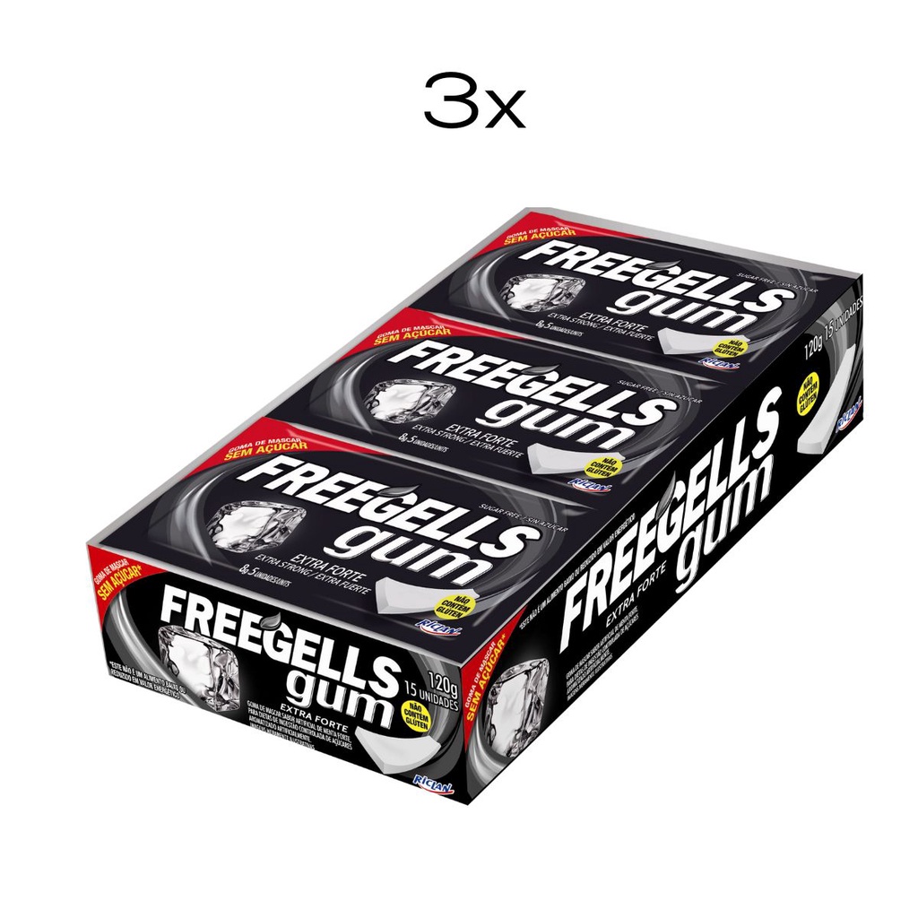 Kit 3 Freegells Chiclete Extra Forte 15unx8g | Shopee Brasil