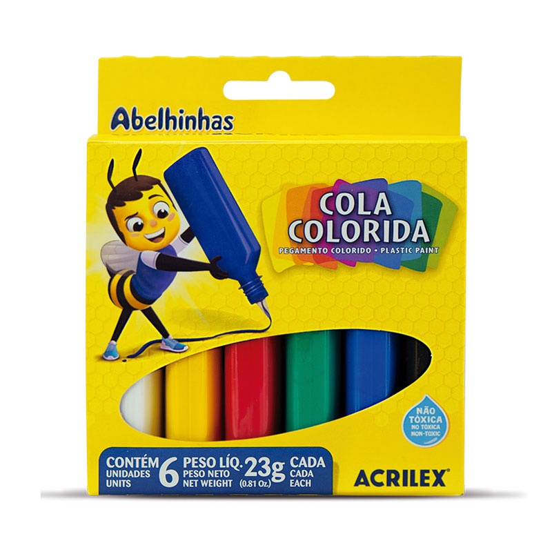 Cola Colorida 6 cores 23g 02606 Acrilex | Shopee Brasil