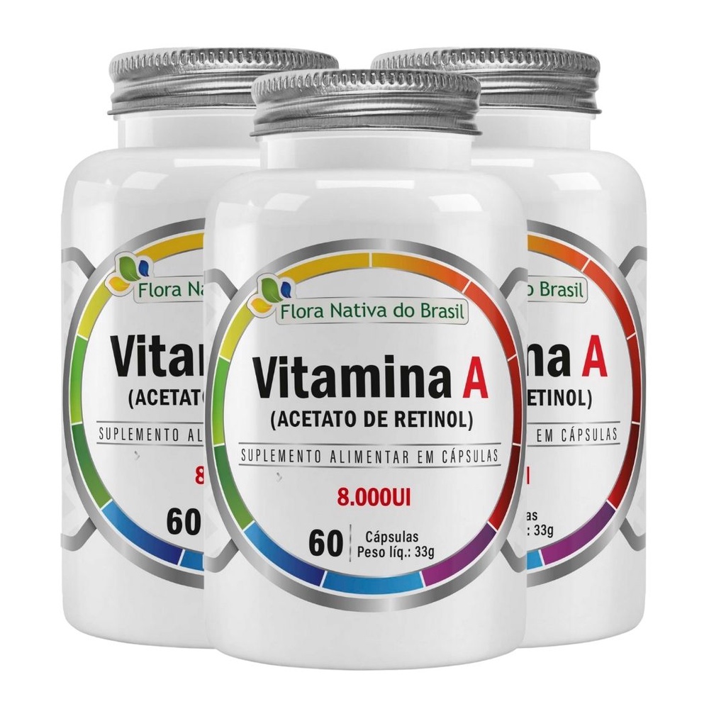 Kit 3 Vitamina A ( Retinol 8.000 Ui 300% IDR) 60 Caps | Shopee Brasil