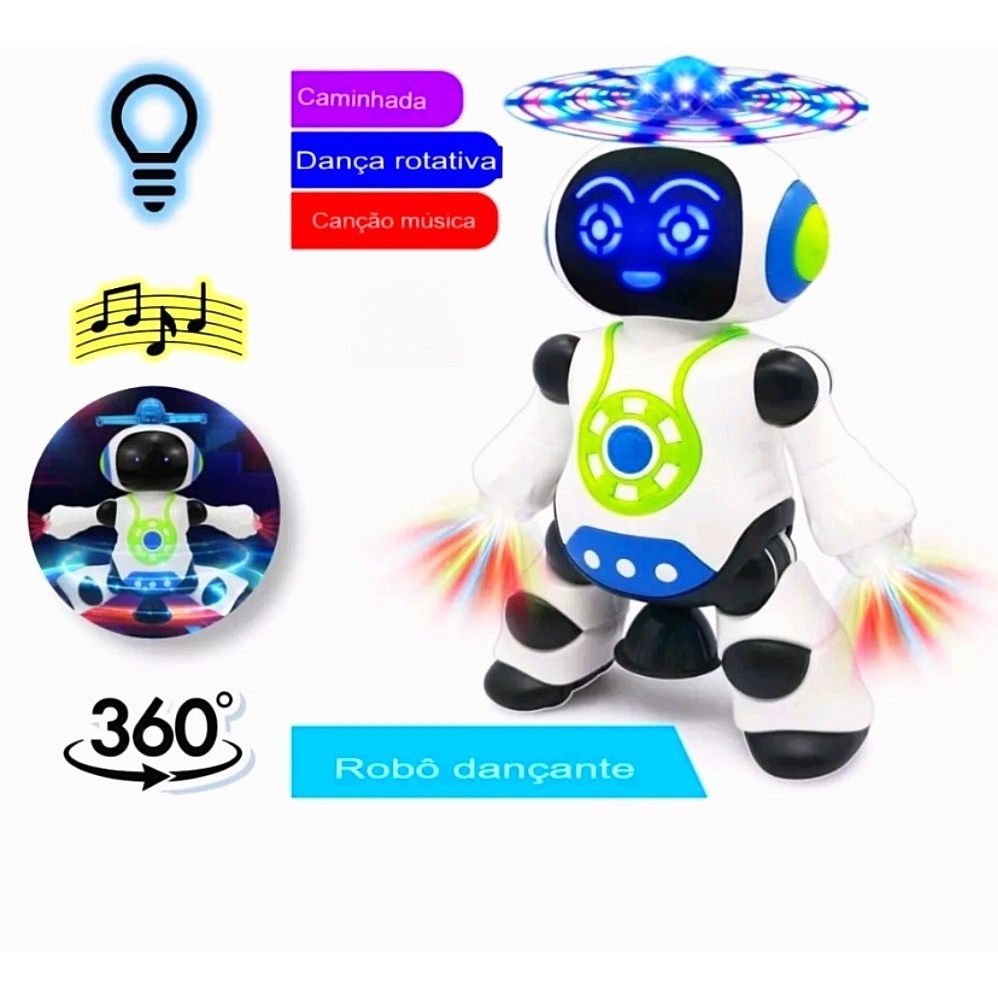 Robô Musical Dançarino Gira 360° Com Helice Brinquedo Infantil ...