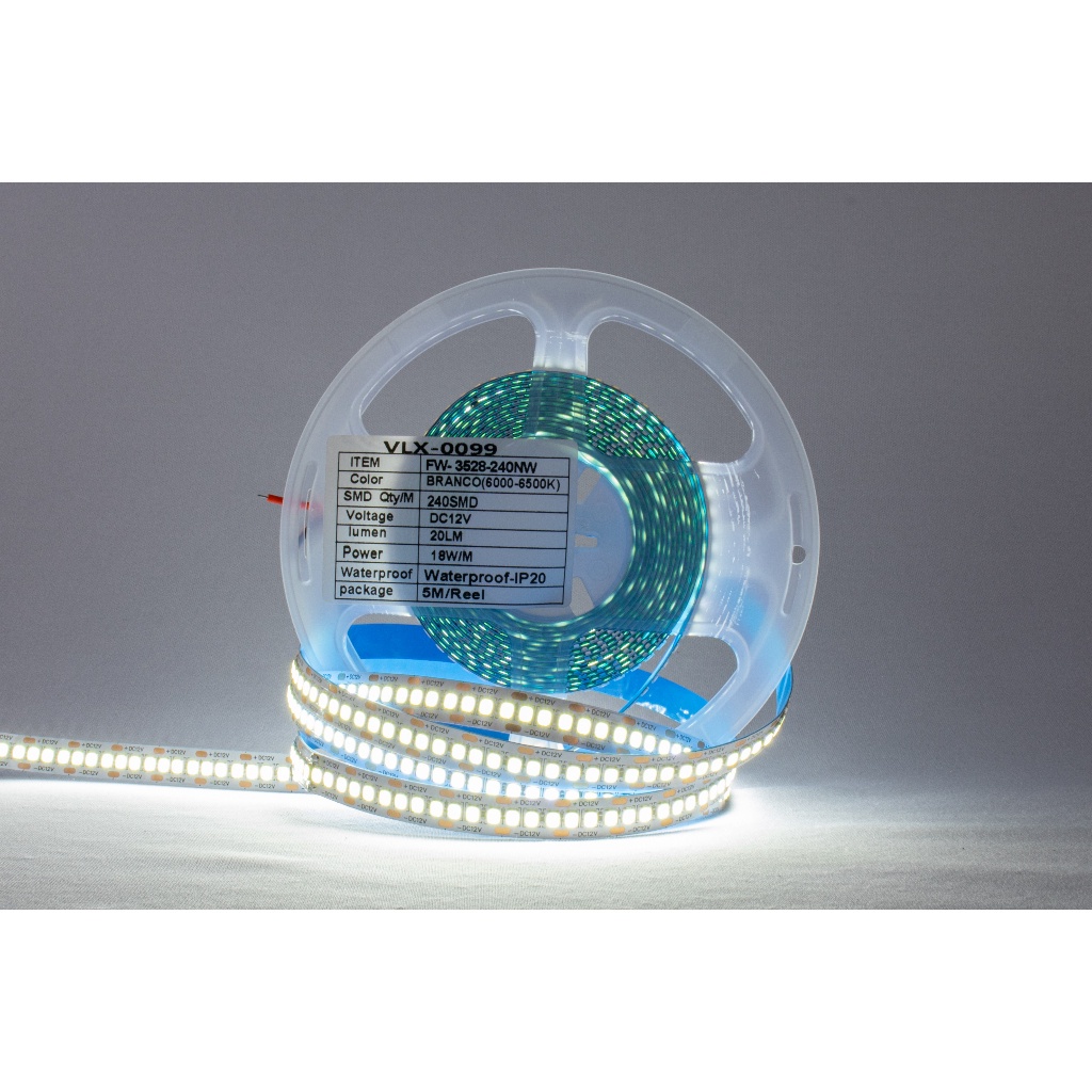 Fita Led Profissional 2835 240LED 22W/M 3000K e 4000k e 6000k 12v Ip20 5Metro Usar Em Perfil ...