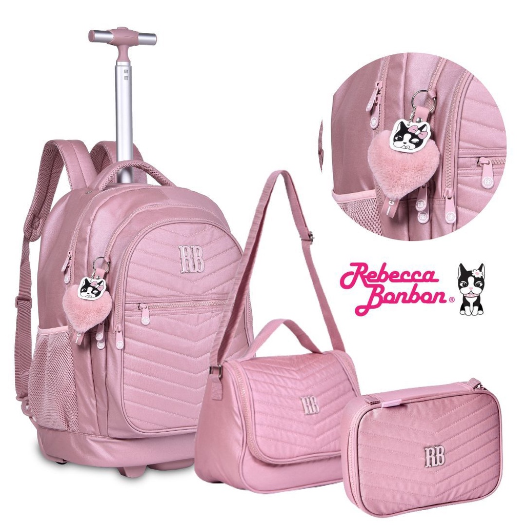 Kit Mochila Estojo e Lancheira Metalizado Rebecca Bonbon | Shopee Brasil