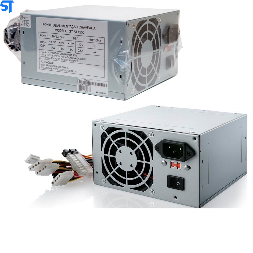 Fonte de Alimentação ATX Goldentec 250W Real (GT ATX250) S/Cabo ...