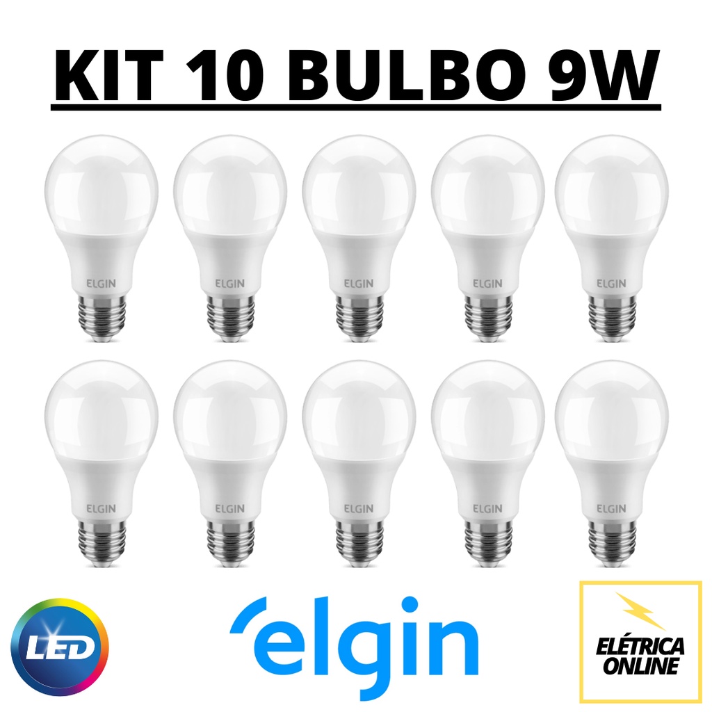KIT 10 LÂMPADA LED BULBO 9W E27 - ELGIN - Faz a Boa!