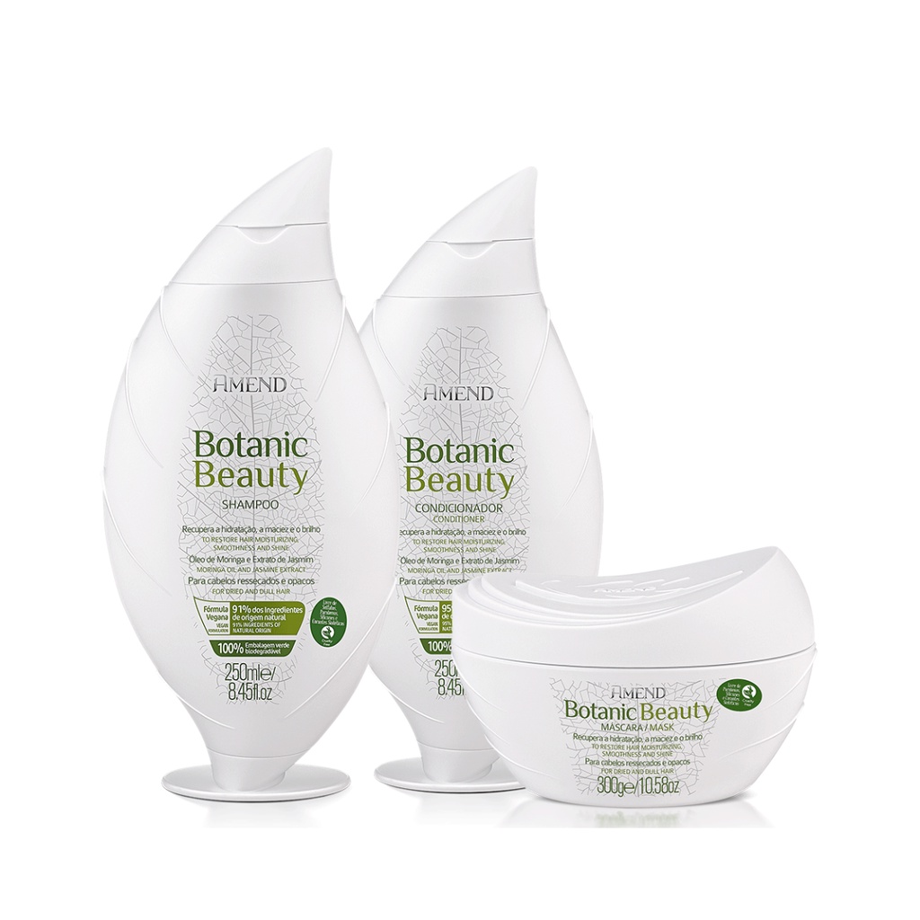 Kit Shampoo Cond Máscara Oleo Moringa Botanic Beauty Amend | Shopee Brasil
