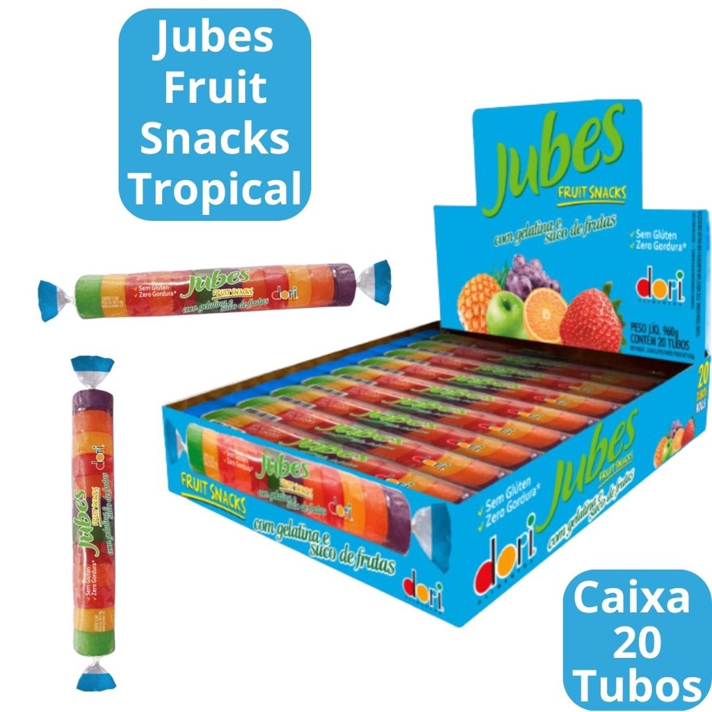 Goma Jubes Fruit Snacks Tropical Tubo Dori Caixa 20 Tubos | Shopee Brasil