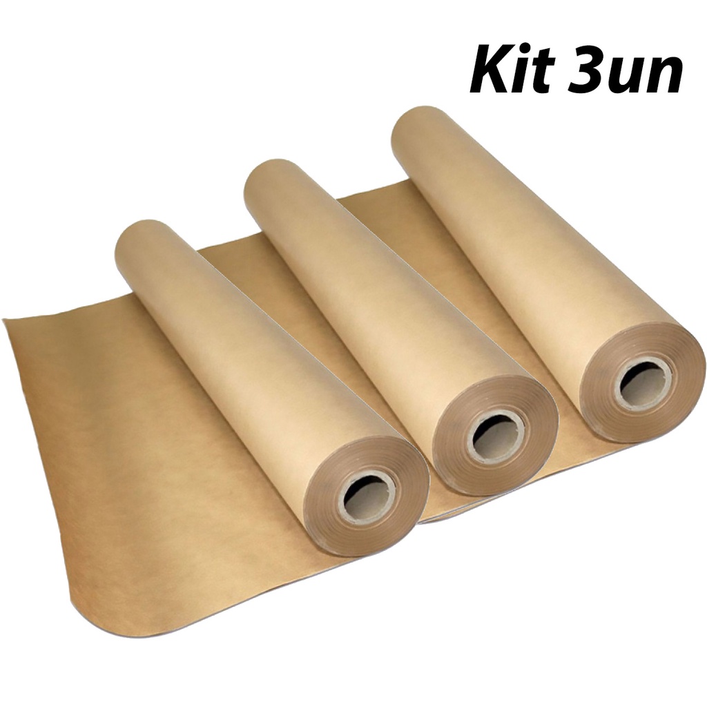 Papel Semi Kraft Pardo Kit 3un Rolo Bobina 60cm 2kg | Shopee Brasil