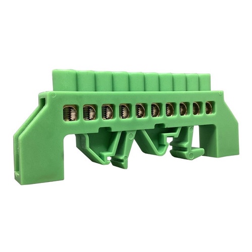 Barramento (Borneira) Neutro Ou Terra 10 Furos Fixação Trilho Din Barra ...