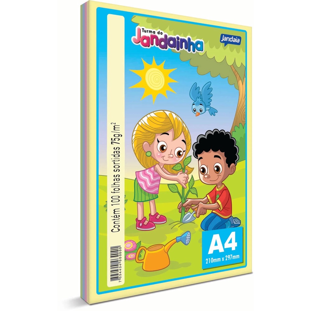 Papel Sulfite Colorido A4 Jandainha 75g Pacote 100 Folhas | Shopee Brasil