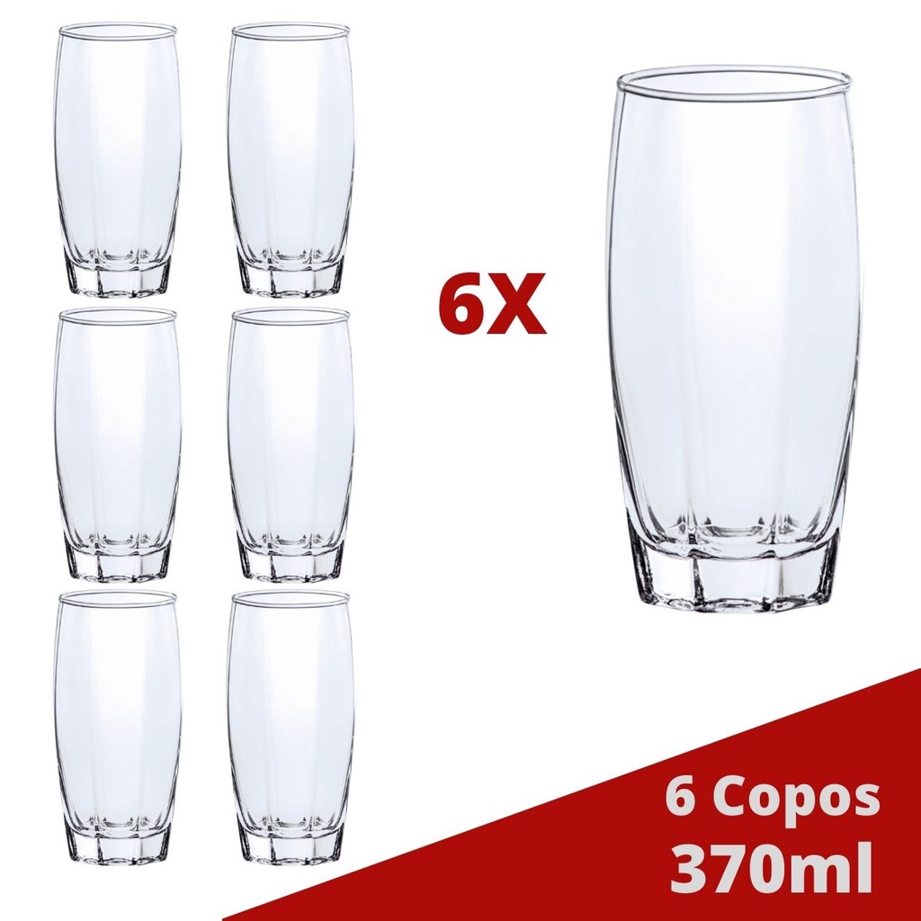 Jogo de Copos Vidro Florida 370ml Transparente Suco - 6Un | Shopee Brasil