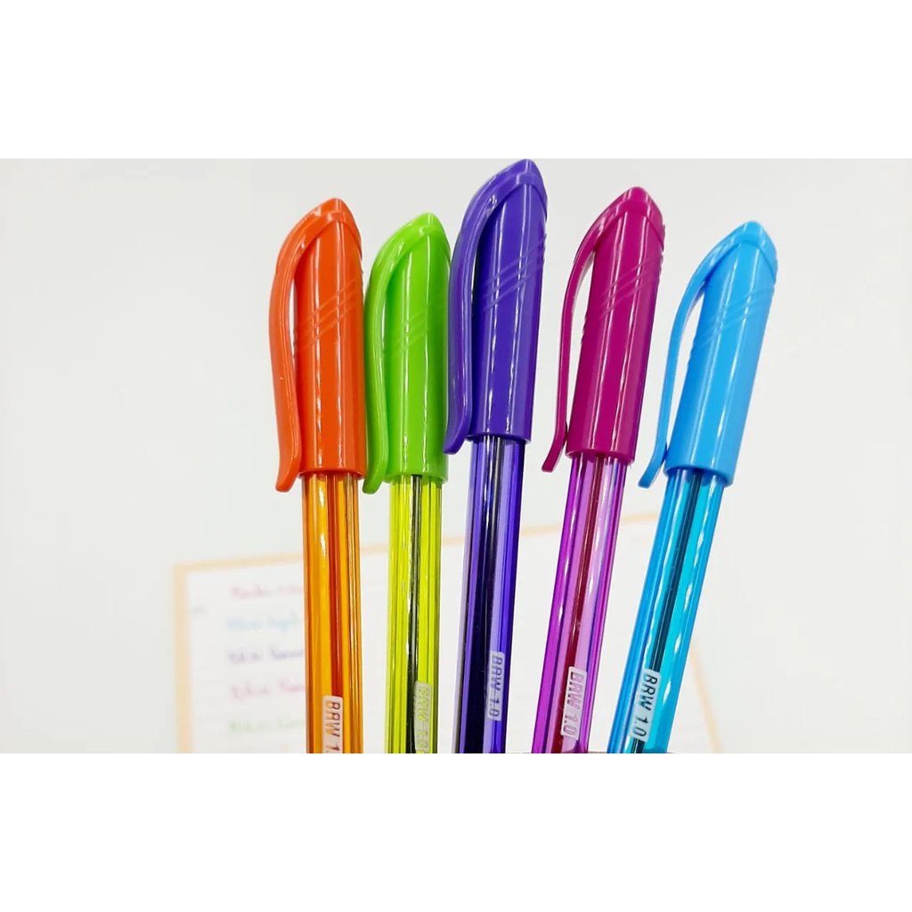 CANETA ESFEROGRÁFICA 1.0 MM COLORIDA 5 CORES | Shopee Brasil