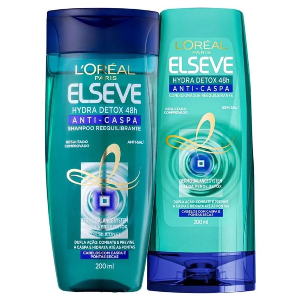 Kit Shampoo e Condicionador Detox Anti Caspa Elseve 200ml | Shopee Brasil