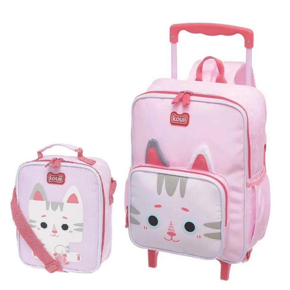 Kit Mochila De Rodinha Kouii Filhotiis Gato+ Lancheira | Shopee Brasil