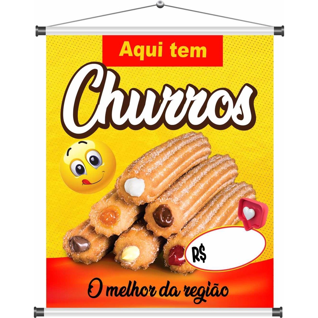 Banner churros 1metro x63cm doce propaganda loja | Shopee Brasil