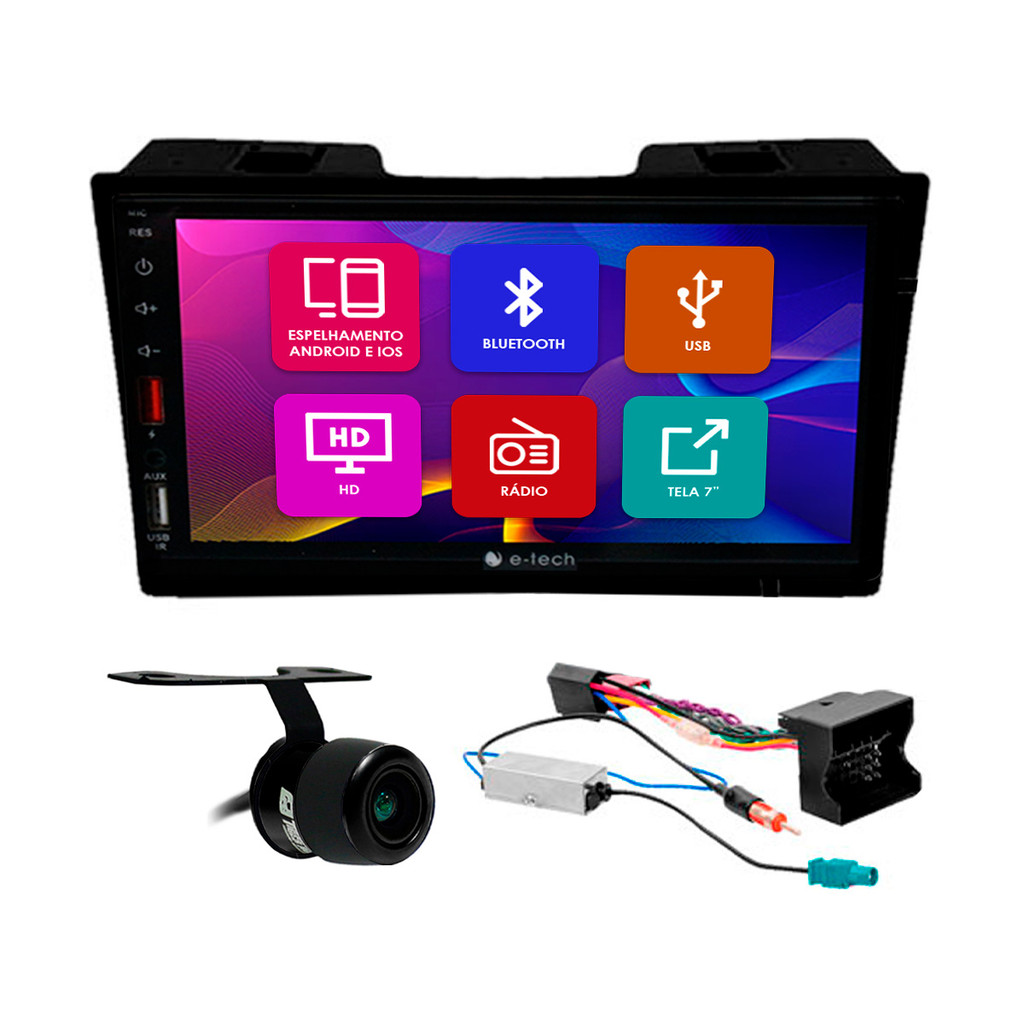 Kit Multimidia 7 Pol C3 Peugeot 307 Hatch Sedan SW 2000 01 02 03 A 10 11 12 2013 Android Auto ...